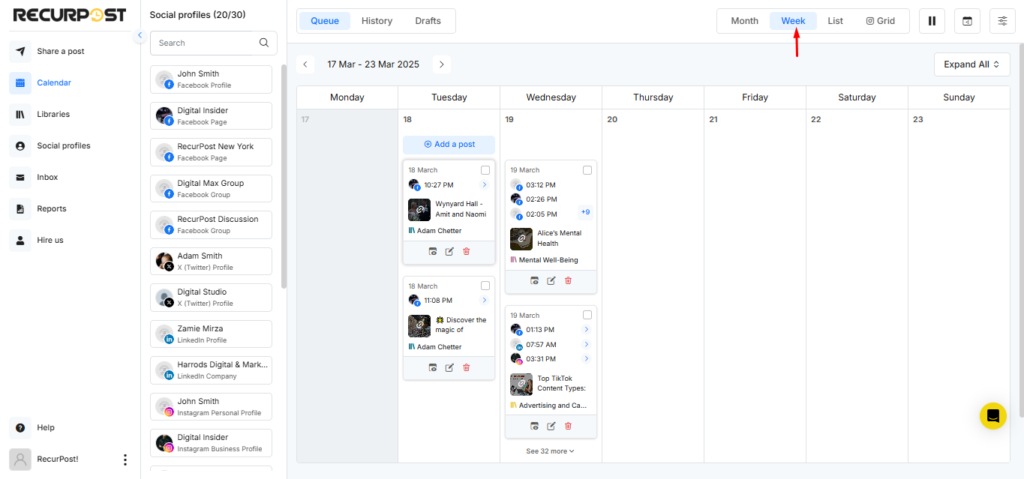 How to use Queue feature on RecurPost