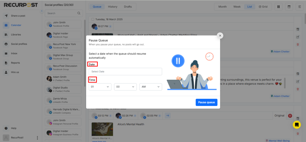 How to use Queue feature on RecurPost
