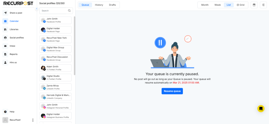 How to use Queue feature on RecurPost