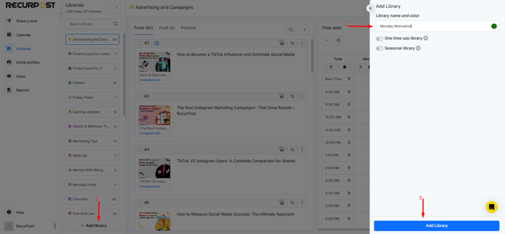 Libraries FAQs - RecurPost