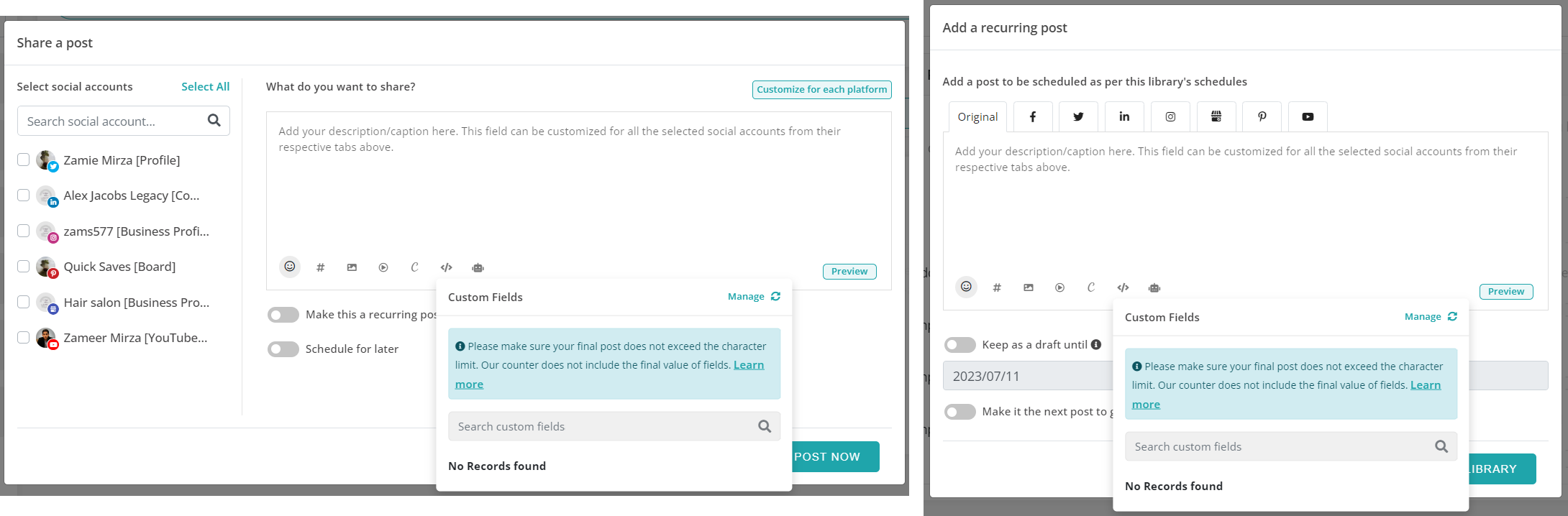 How to use Custom Field in RecurPost? - RecurPost