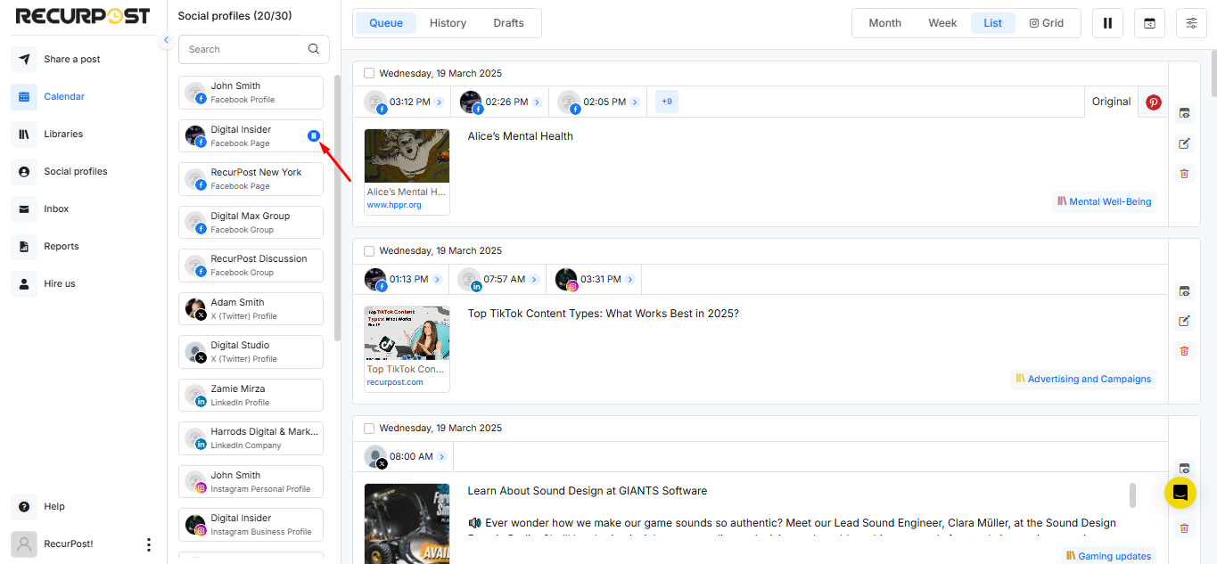 Publishing Errors on Queue - RecurPost
