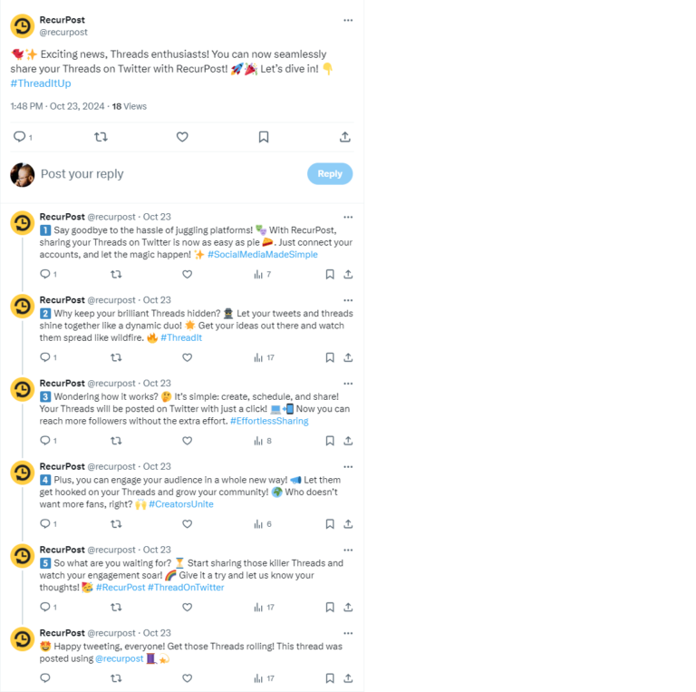 How to Create and Schedule Twitter Threads with RecurPost - RecurPost